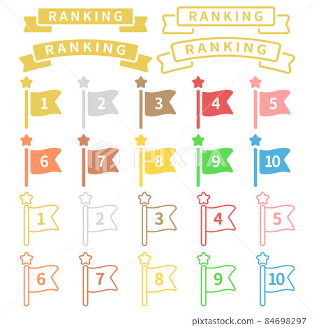 Flat ranking icon set (flag / full color) - Stock Illustration ...