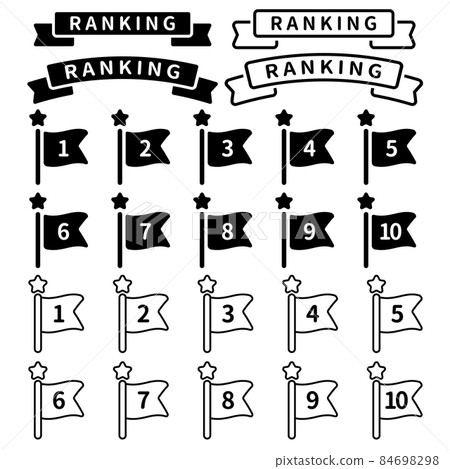 Flat ranking icon set (flag / full color) - Stock Illustration ...