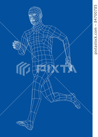 Wireframe running man. 3d illustration - Stock Illustration [84700785 ...
