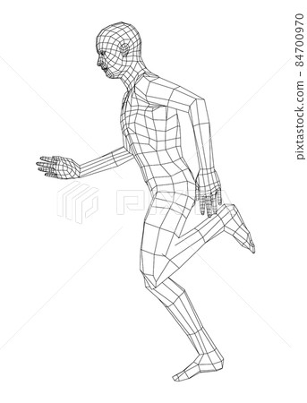 Wireframe running man. 3d illustration - Stock Illustration [84700970 ...