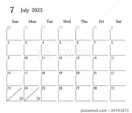 2023 年 7 月，日本日曆-插圖素材 [84701671] - PIXTA圖庫