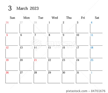 March 2023, Japanese calendar - Stock Illustration [84701676] - PIXTA