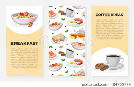 Breakfast banner template. Coffee break poster,... - Stock Illustration ...