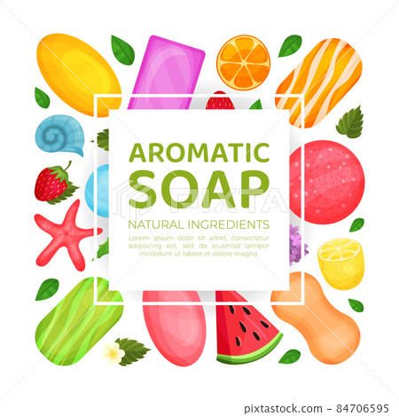 Aromatic soap banner template with handmade... - Stock Illustration ...