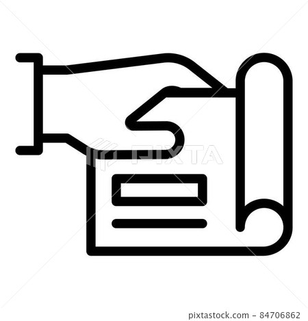 Document in hand icon, outline style - Stock Illustration [84706862 ...