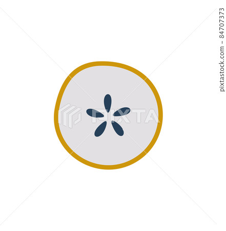 Cute doodle hand drawn colored half slice pear.... - Stock Illustration ...