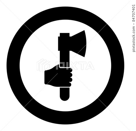 Axe in hand icon in circle round black color... - Stock Illustration ...