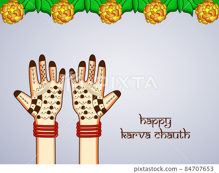 illustration of Hindu Festival Karva Chauth... - Stock Illustration ...