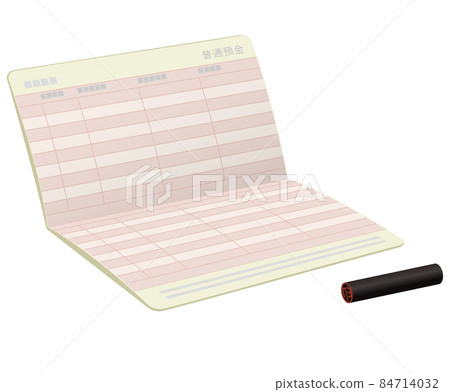 Illustration of an open passbook and seal - Stock Illustration ...