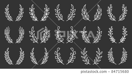 Natural wreath leafy object winner white line... - Stock Illustration ...