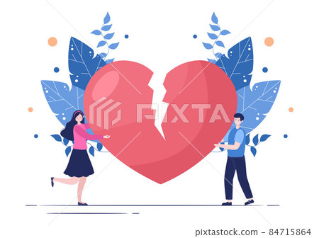 Letter Broken Heart Background Flat... - Stock Illustration [84715864 ...