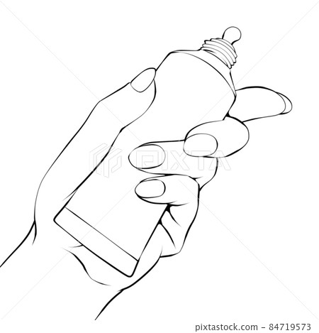 Female hand / line drawing with a tube - Stock Illustration [84719573 ...