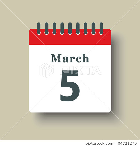 Icon day date 5 March, template calendar page - Stock Illustration ...