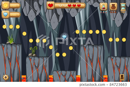 Lava Cave Platformer Game template - Stock Illustration [84723663] - PIXTA
