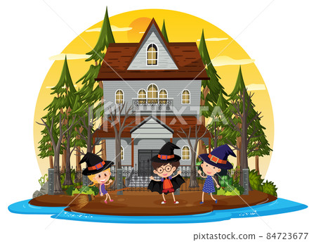 Haunted house at daytime scene - Stock Illustration [84723677] - PIXTA