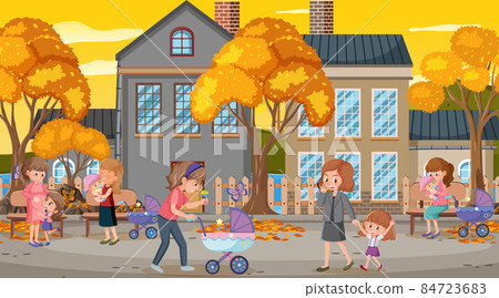Happy monther and child in the village - Stock Illustration [84723683 ...