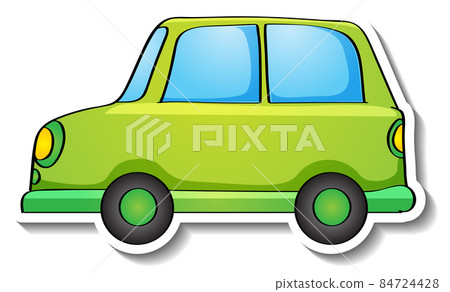 Compact car cartoon sticker on white background - Stock Illustration ...