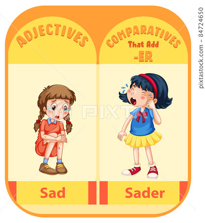 Comparative adjectives for word sad - Stock Illustration [84724650] - PIXTA