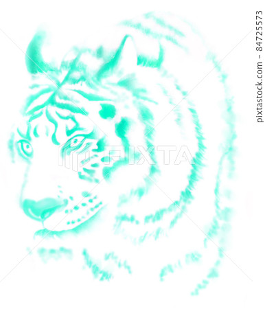 Colorful and simple one-color tiger watercolor... - Stock Illustration ...