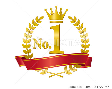 Number one crown laurel ribbon emblem vector... - Stock Illustration ...