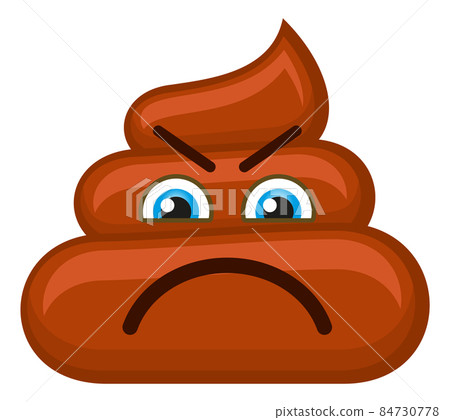 Angry poo emoji. Grumpy poop pile emoticon - Stock Illustration ...