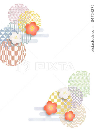 Plum and Japanese pattern snow ring background - Stock Illustration ...