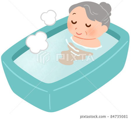 Elderly woman taking a bath - Stock Illustration [84735081] - PIXTA