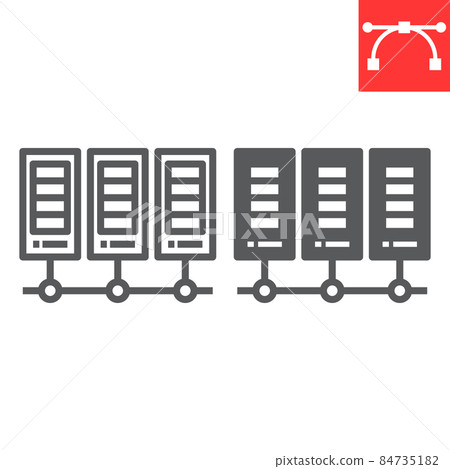 Data center line and glyph icon, database and... - Stock Illustration ...