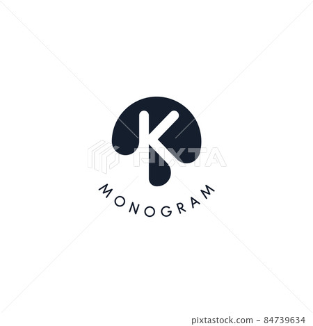 Black logo with cut out silhouette of letter K,... - Stock Illustration ...