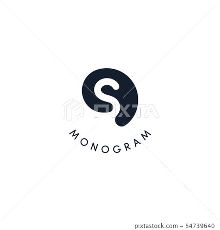 Black logo with cut out silhouette of letter S,... - Stock Illustration ...