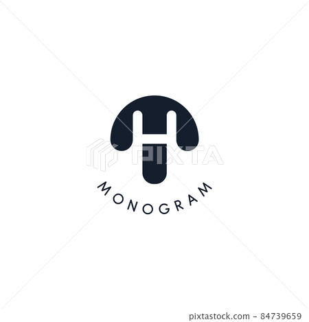 Black logo with cut out silhouette of letter H,... - Stock Illustration ...
