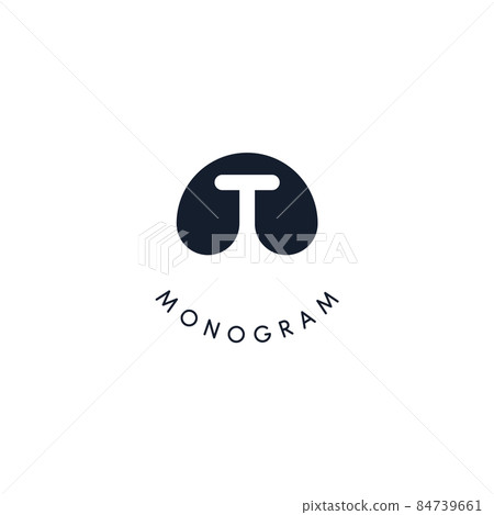 Black logo with cut out silhouette of letter T,... - Stock Illustration ...