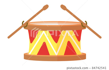 Drum icon. Retro wooden music toy with sticks - Stock Illustration ...