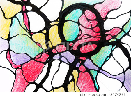Neurographics creative art. Colorful ink shapes...-插圖素材 [84742711 ...