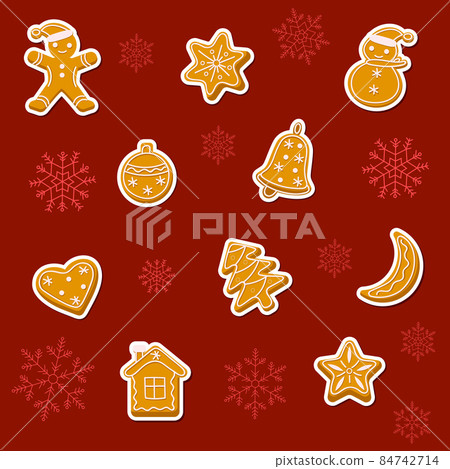 Gingerbread sticker set with gingerbread man,... - Stock Illustration ...