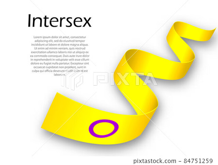 Waving ribbon or banner with Intersex pride flag - Stock Illustration ...
