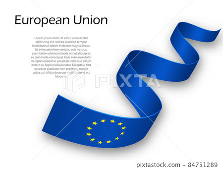Waving ribbon or banner with flag of European... - Stock Illustration ...