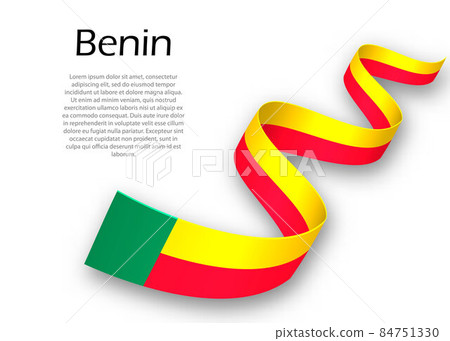 Waving ribbon or banner with flag of Benin.... - Stock Illustration ...