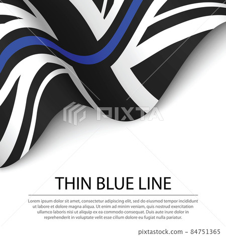 Waving flag of United Kingdom with Thin blue... - Stock Illustration ...