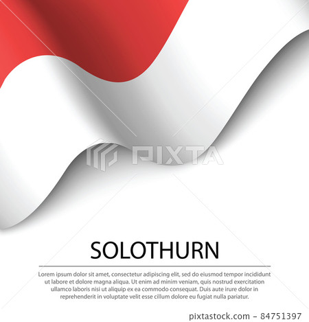 Waving flag of Solothurn is a canton of... - Stock Illustration ...