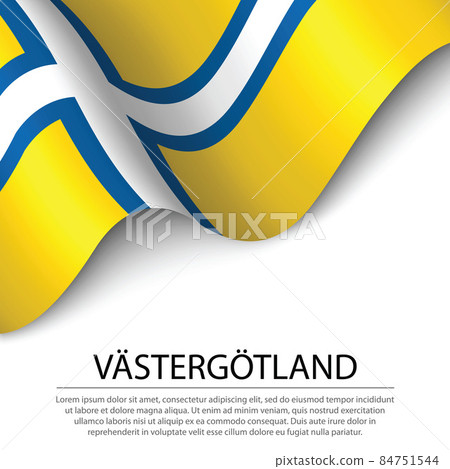 Waving flag of Vastergotland is a province of... - Stock Illustration ...