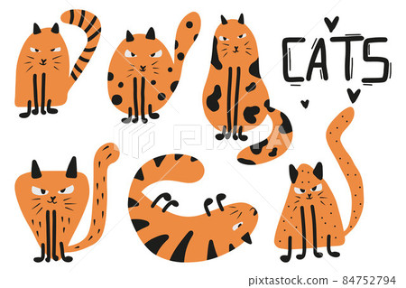 Vector set of cute ginger cats. Vector... - Stock Illustration ...