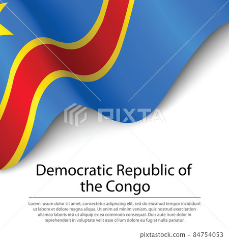 Waving flag of DR Congo on white background.... - Stock Illustration ...