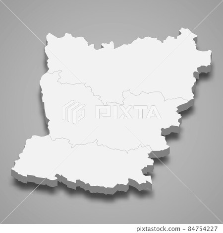3d isometric map of Mayenne is a department in... - Stock Illustration ...