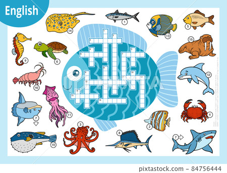 Vector colorful crossword in English. Cartoon...-插圖素材 [84756444] - PIXTA圖庫