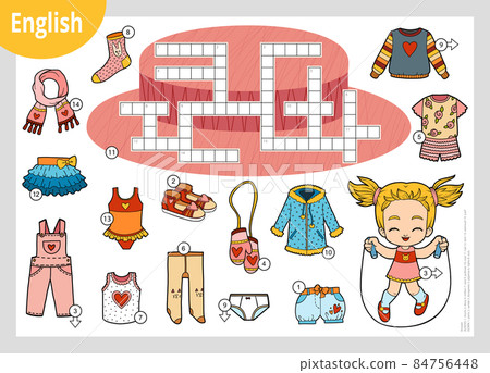 Vector colorful crossword in English. Cartoon... - Stock Illustration ...