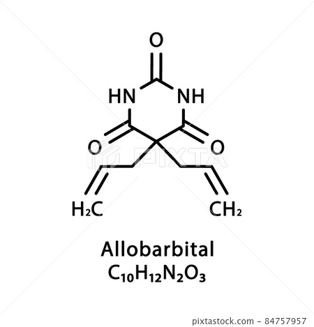 Allobarbital molecular structure. Allobarbitone... - Stock Illustration ...