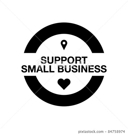 Support small business sticker. Black and white... - Stock Illustration ...