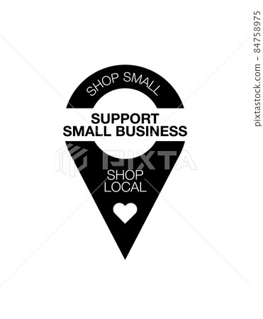 Support small business sticker. Black and white... - Stock Illustration ...