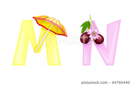 M,N letters of English alphabet with exotic... - Stock Illustration ...